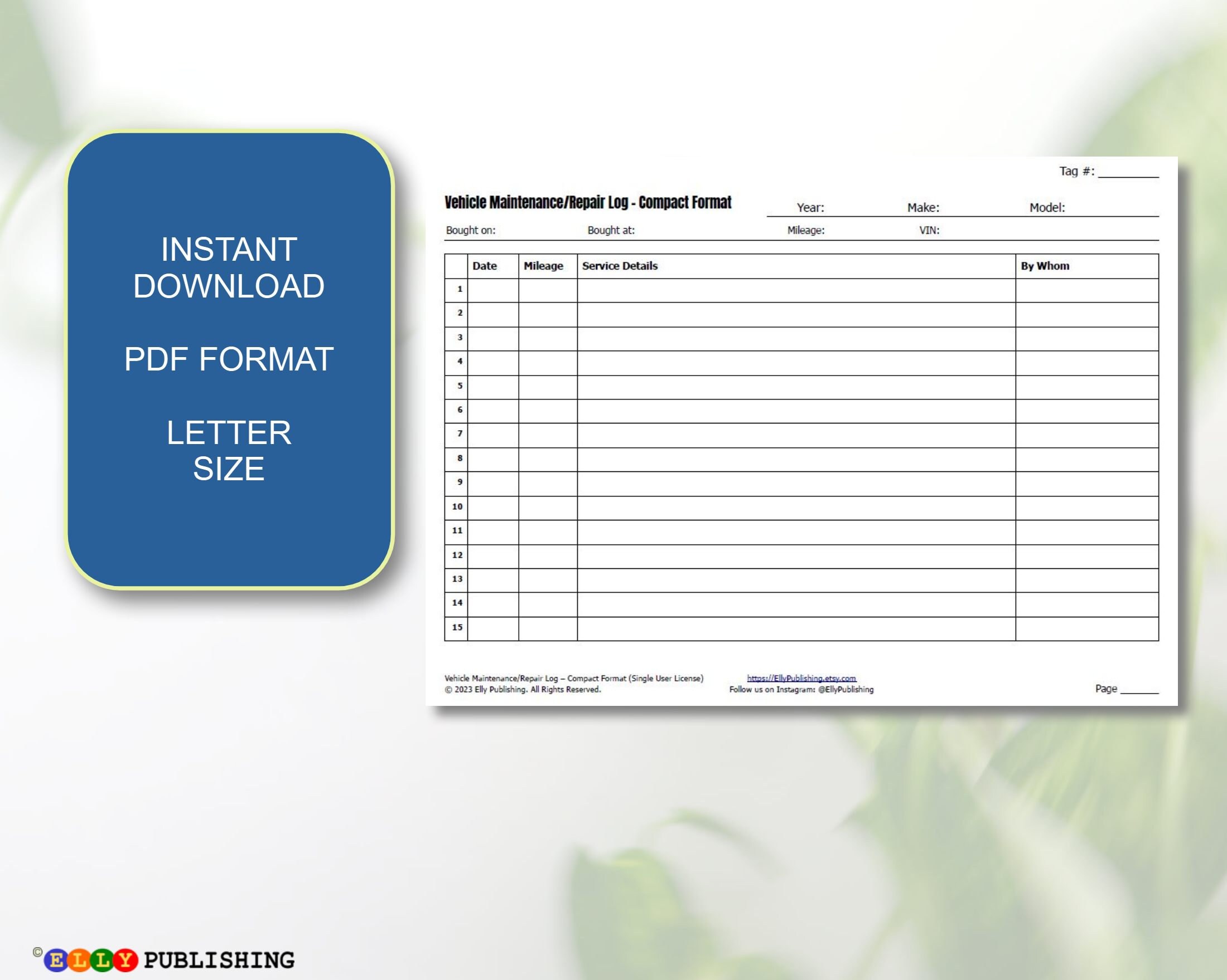 Vehicle Maintenance Logs | Car Service Log | Auto Repair Log ...
