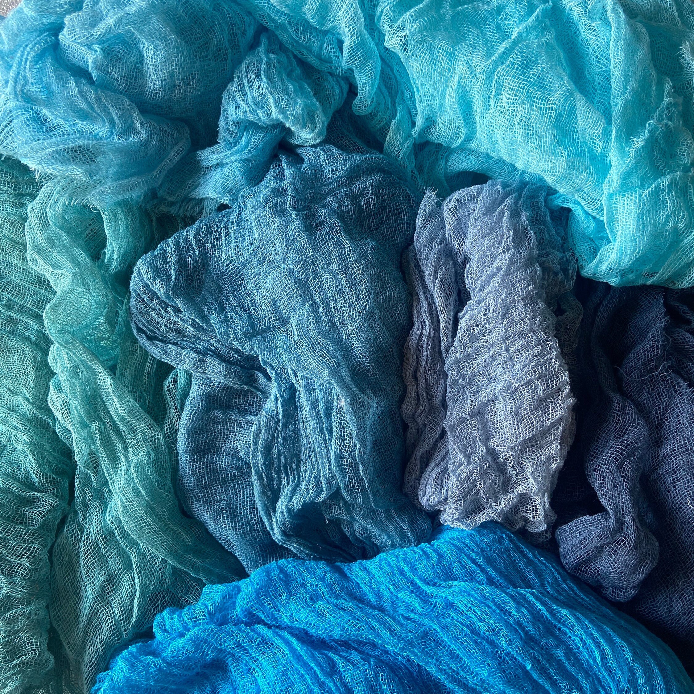 Hand Dyed Cotton Scrim: Turquoise Blue Teal Fiber Art Fabric - Etsy