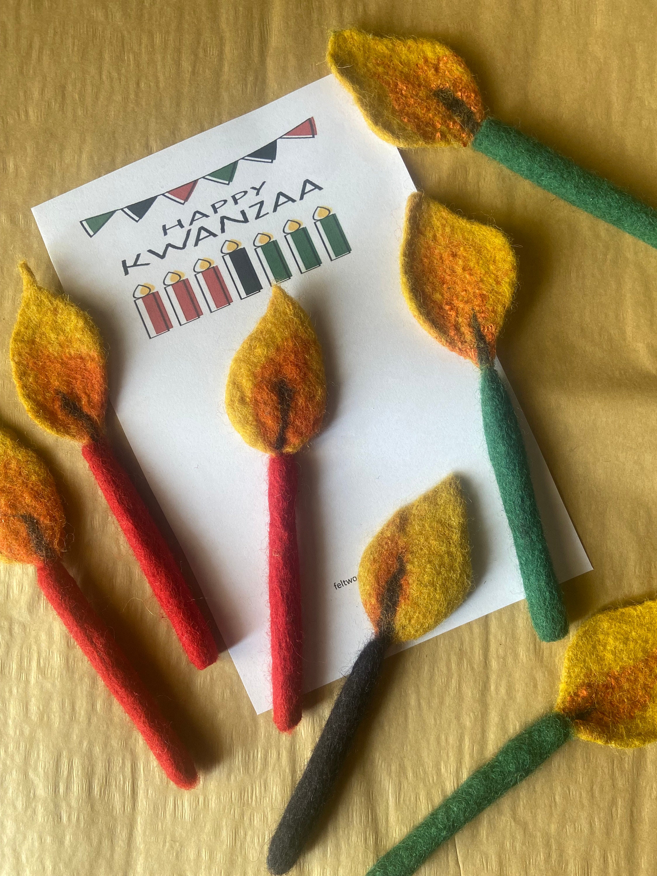 Candle Felted 100% Wool-waldorf Toy Kwanzaa Candles. - Etsy