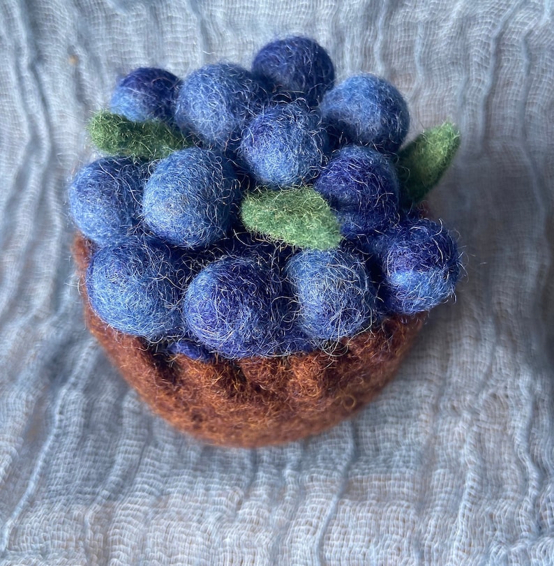 Blueberry Basket, Hand Felted Fruit Box Ornament, Handmade Charm - Etsy