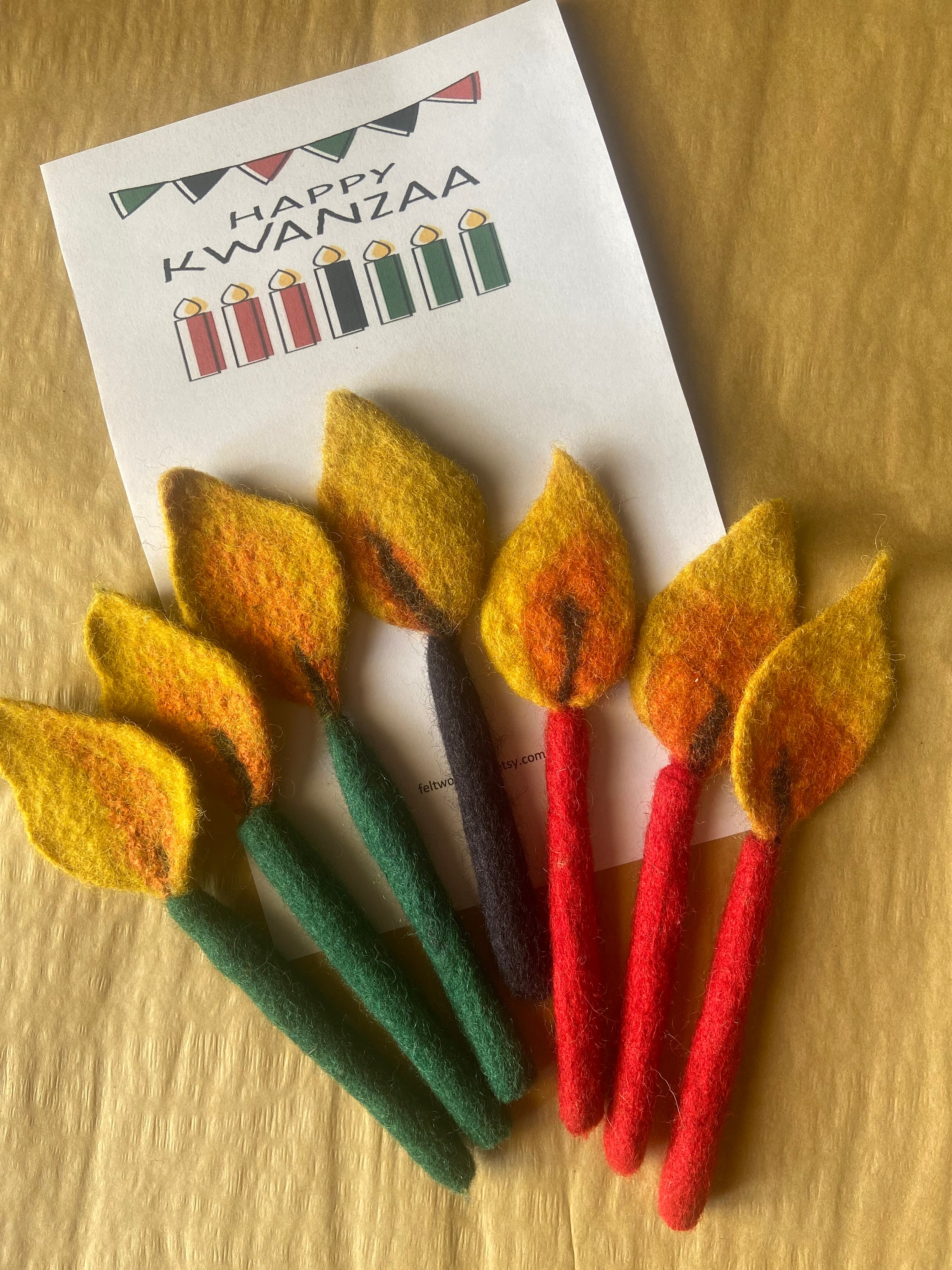 Candle Felted 100% Wool-waldorf Toy Kwanzaa Candles. - Etsy