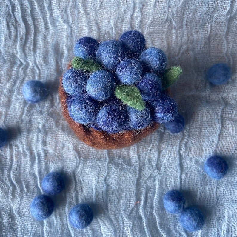 Blueberry Basket, Hand Felted Fruit Box Ornament, Handmade Charm - Etsy
