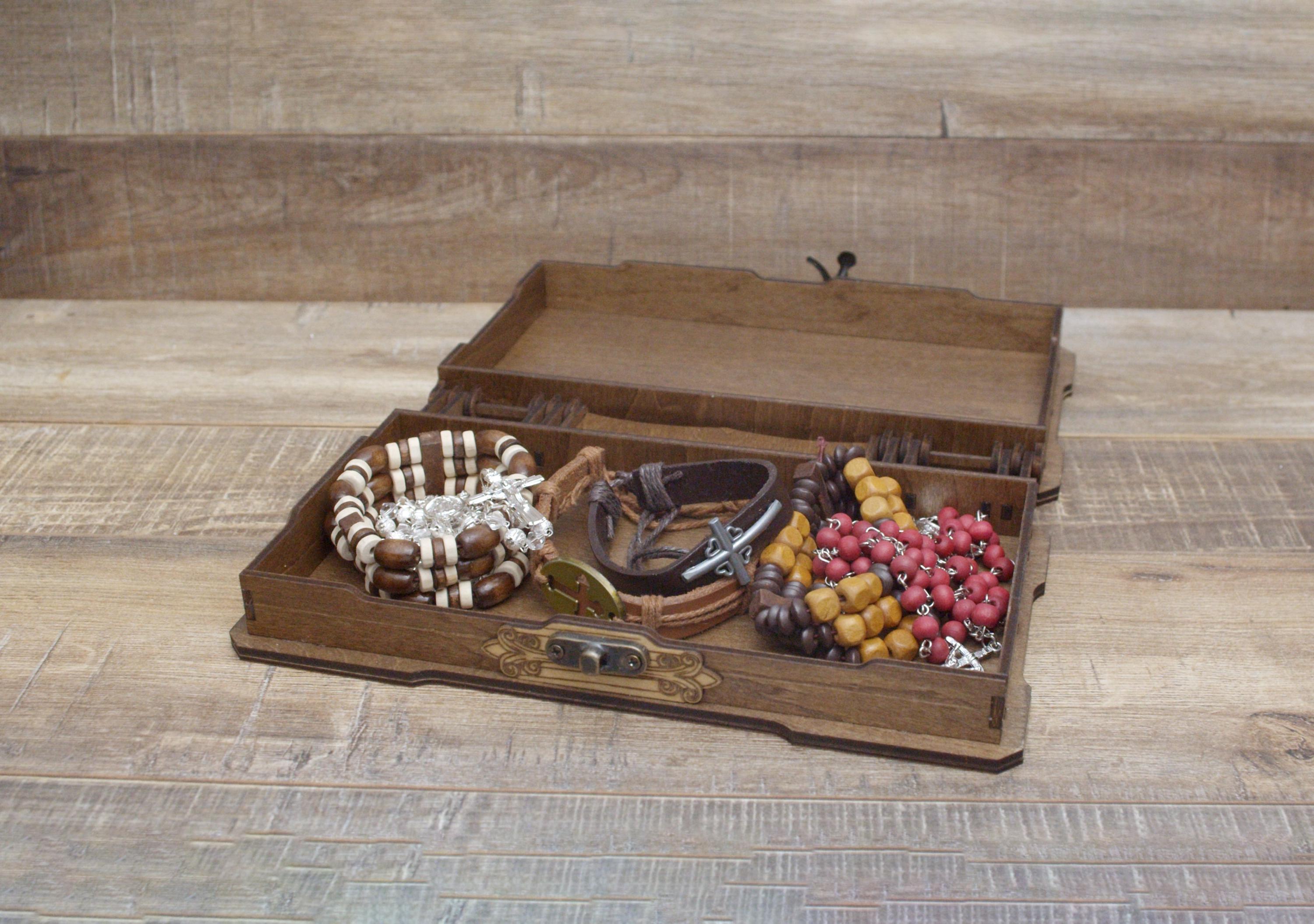 Handcrafted Christian Cross Wooden Jewelry Box: Laser Cut Keepsake ...