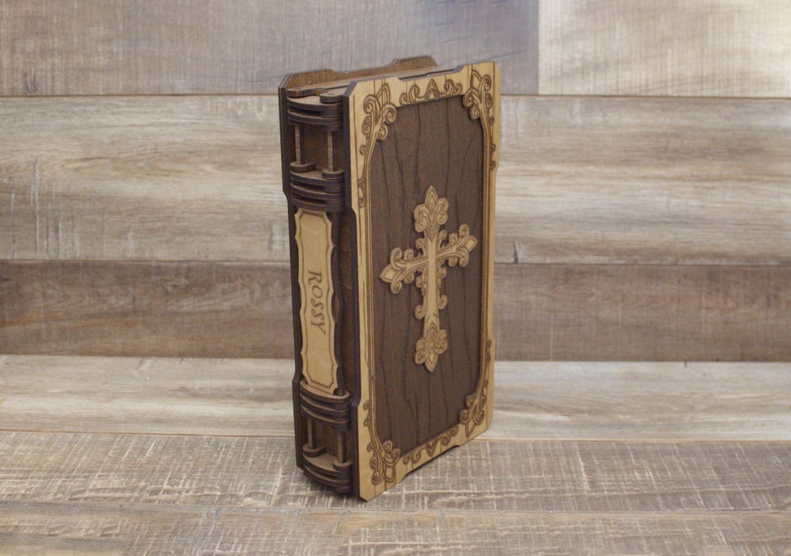 Handcrafted Christian Cross Wooden Jewelry Box: Laser Cut Keepsake ...