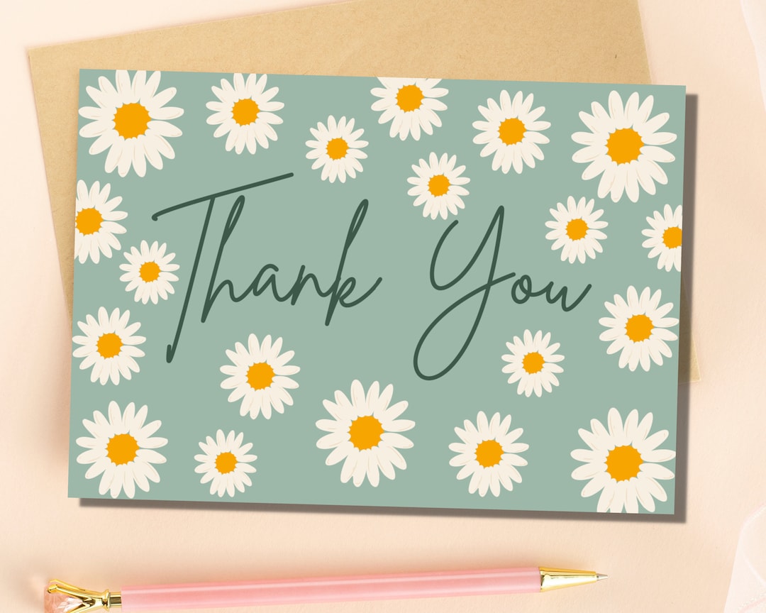Daisy Thank You Card Instant Download Customizable Template 7 X 10 ...