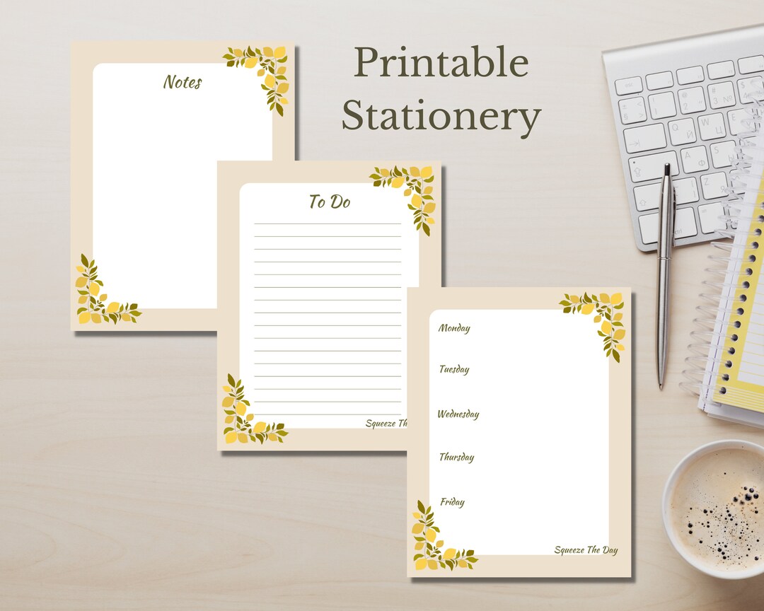 Instant Download Lemon Printable Stationery Set of 3 8.5 X 11 - Etsy