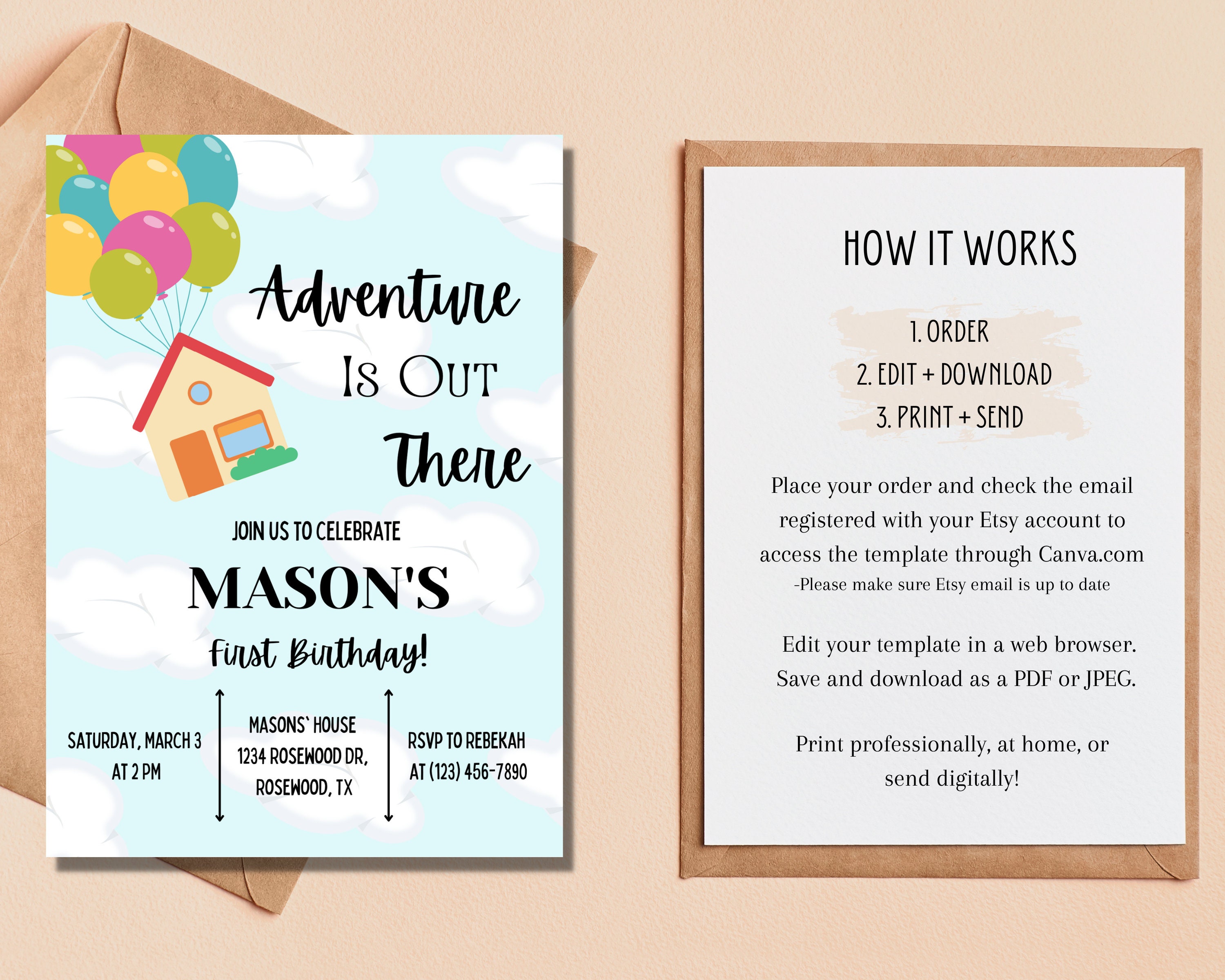 Up Theme Birthday Invitation | Instant Download | Customizable Template ...