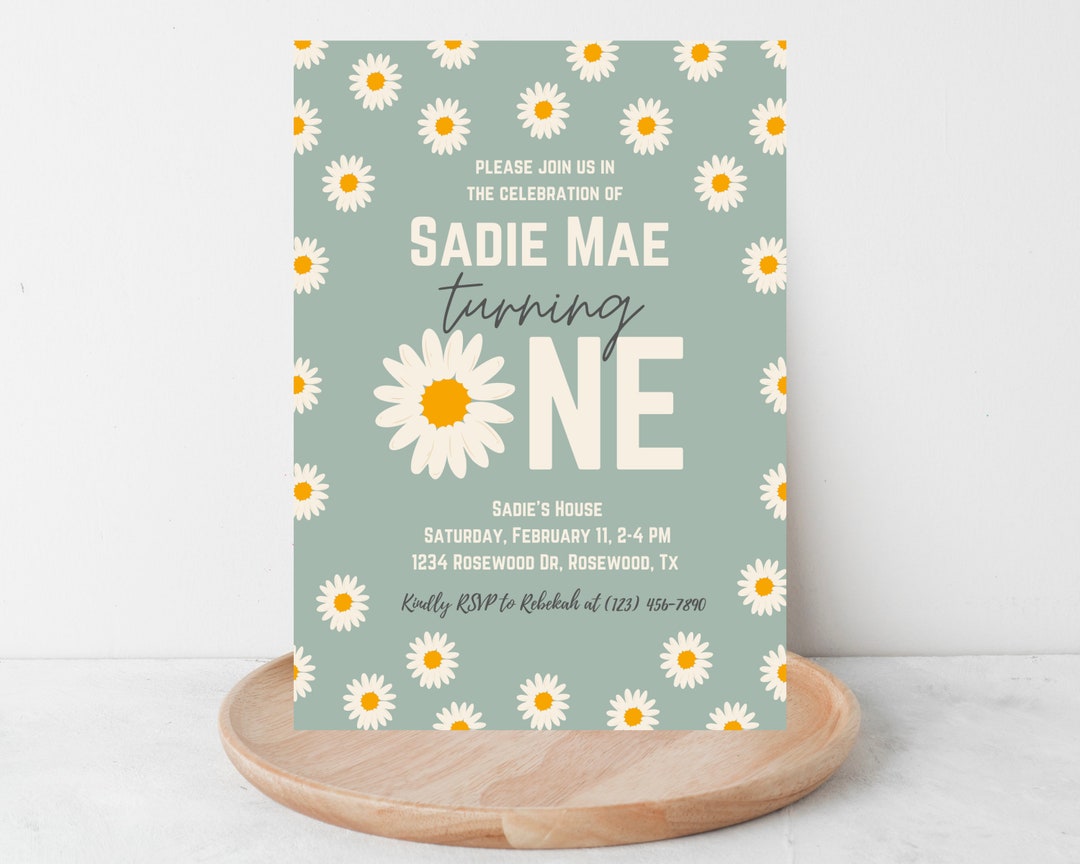 Daisy First Birthday Invitation Instant Download Customizable Template ...