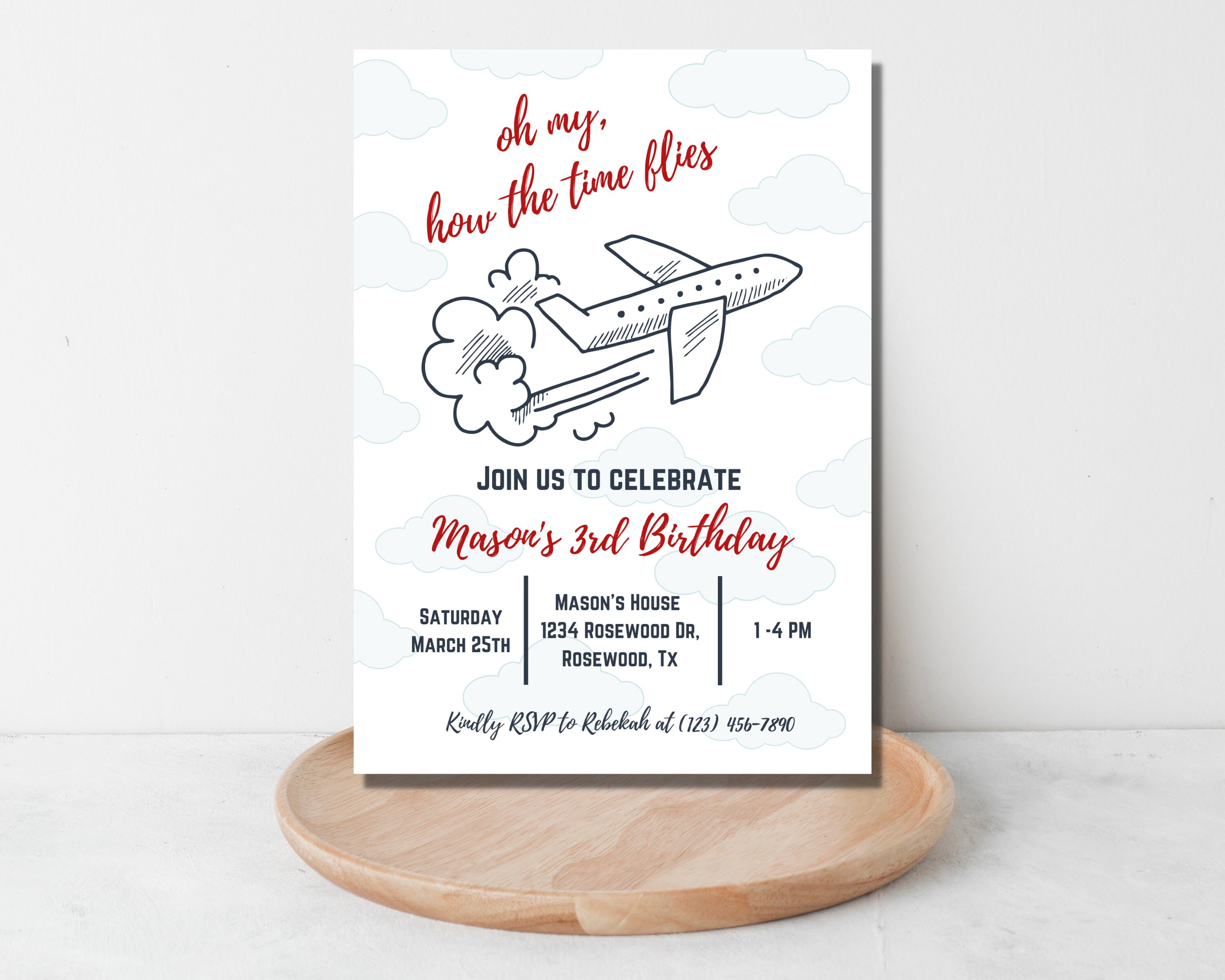 Plane Themed Birthday Invitation Instant Download - Etsy