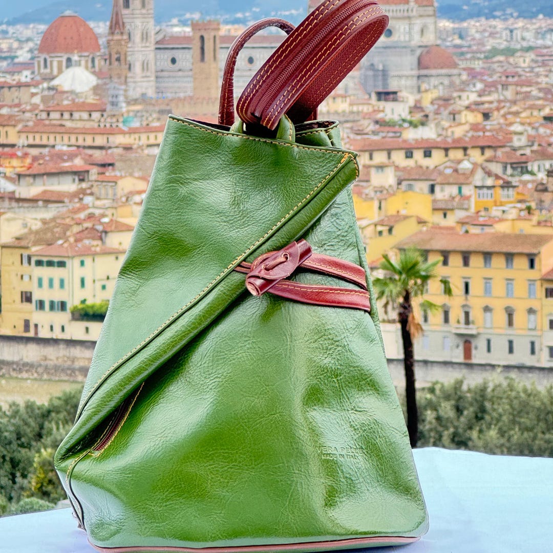 Italian Handmade Leather Bag for Women | Versatile Green Leather ...