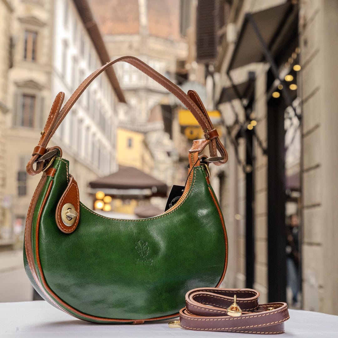 Italian Handmade Leather Bags for Women | Elegant Green Crossbody Bag ...