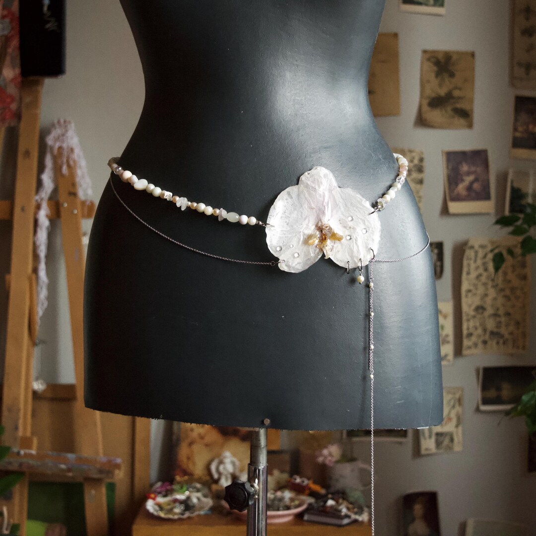 Real Orchid Resin Belt, Handmade Fairycore Jewelry - Etsy
