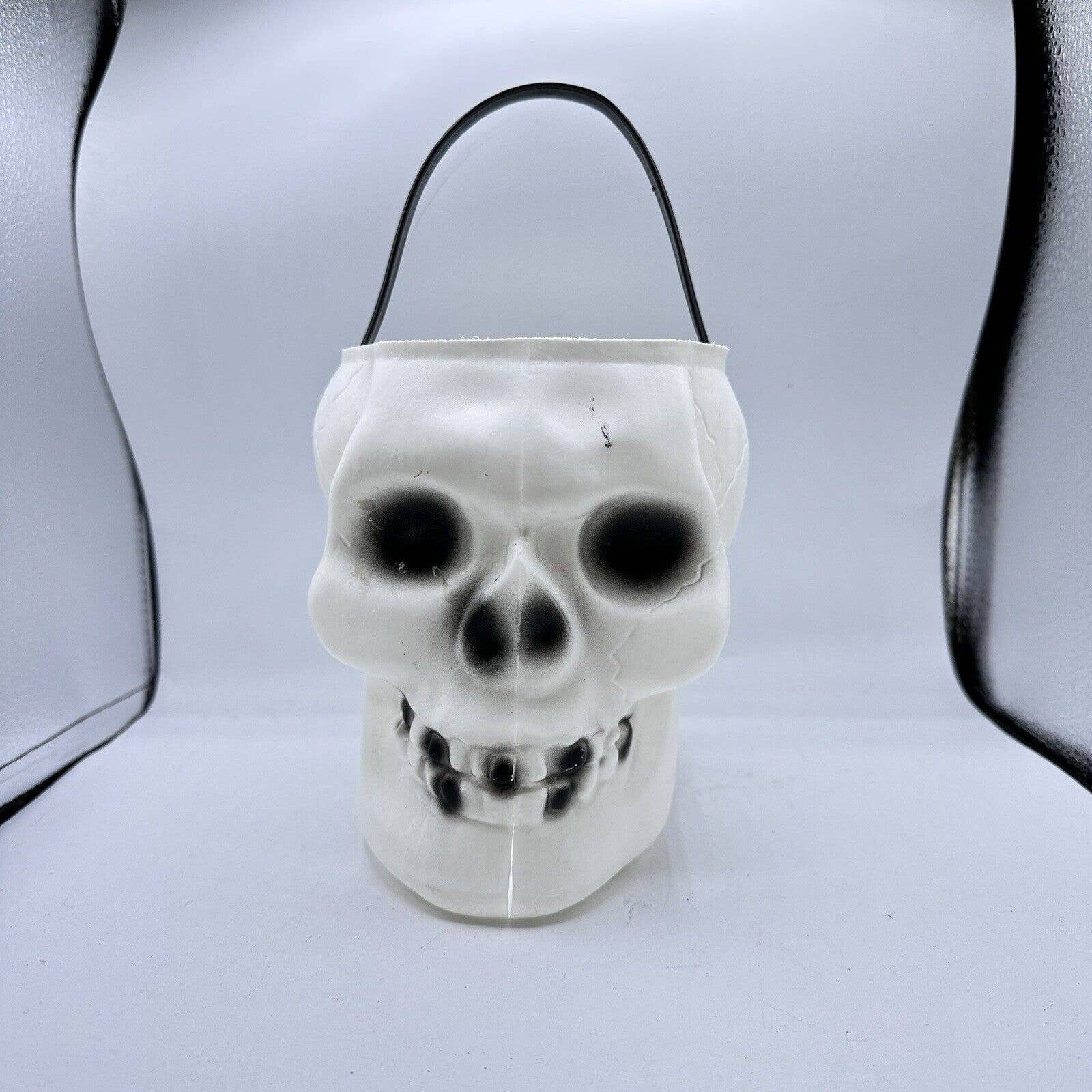Vintage Empire SKULL Blow Mold Plastic Halloween Candy Bucket Blowmold ...