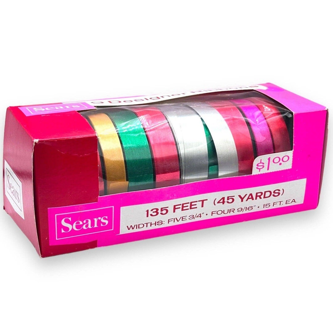 New Vintage Sears Christmas Ribbon Box Kitschy Pink and Red Retro ...