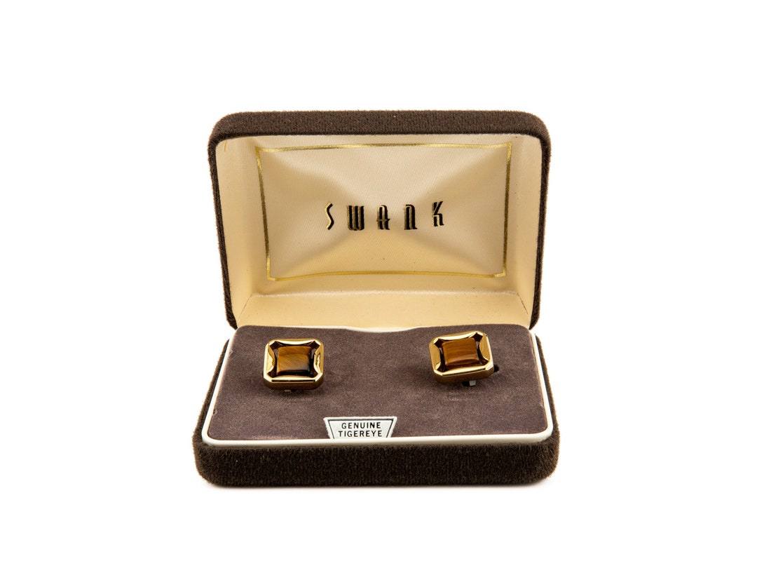 Vintage Swank Gold Tone Tiger Eye Cufflinks - Etsy