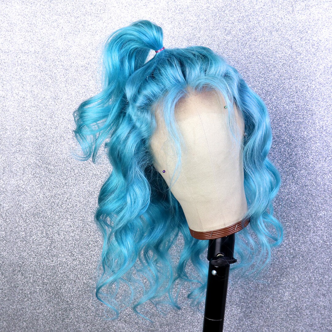 Custom Light Blue Color Lace Front Wig Human Hair - Etsy