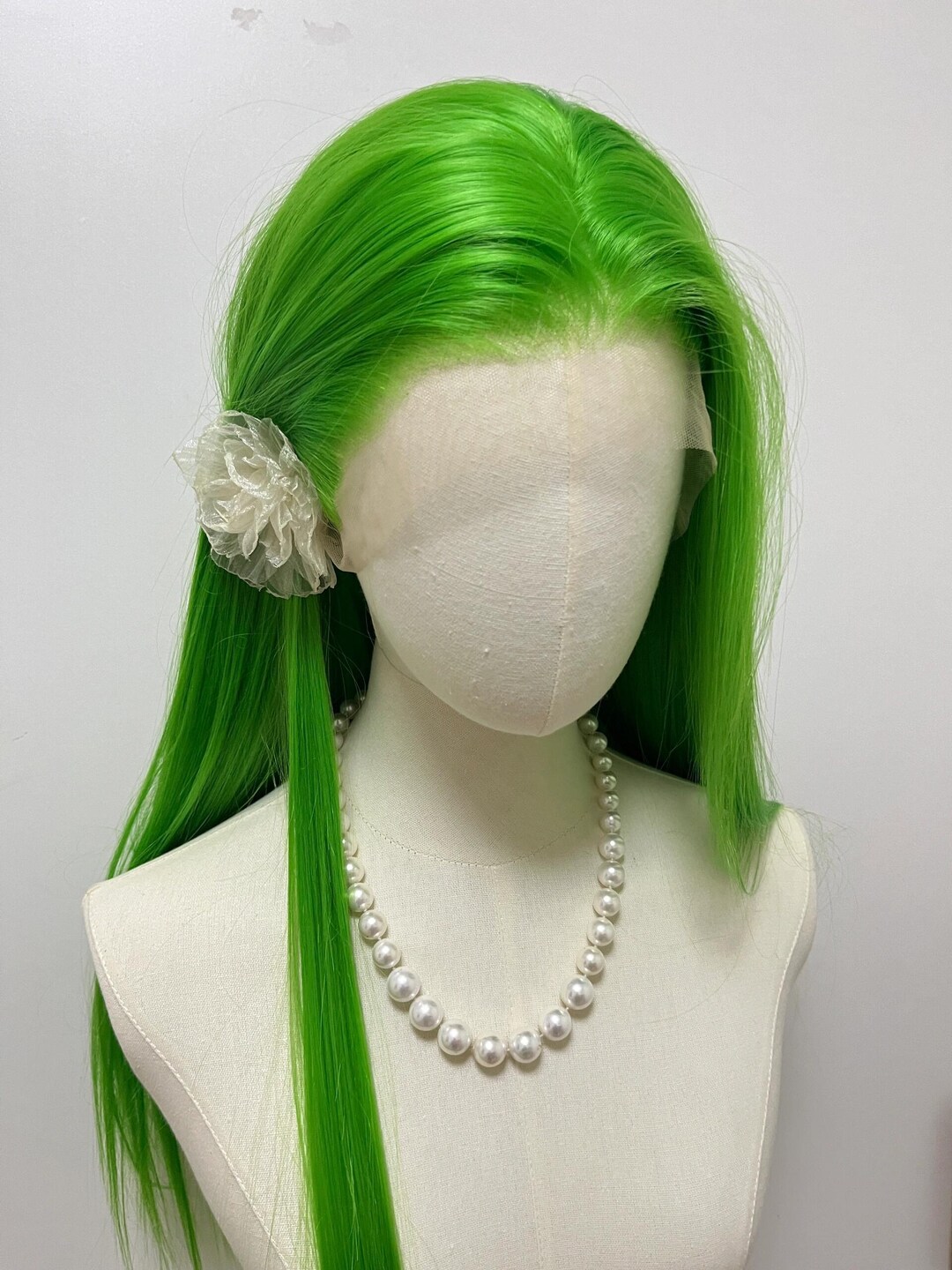 Lace Front Free Part Green Color Straight Wigs Natural Synthetic Wig - Etsy