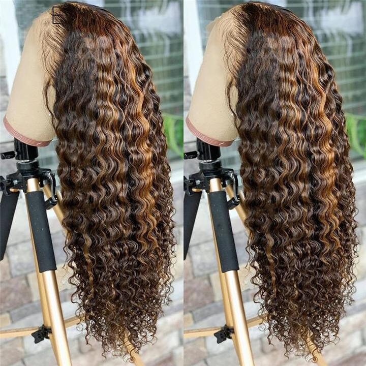 Custom Brown Curly Color Lace Front Wig Human Hair - Etsy