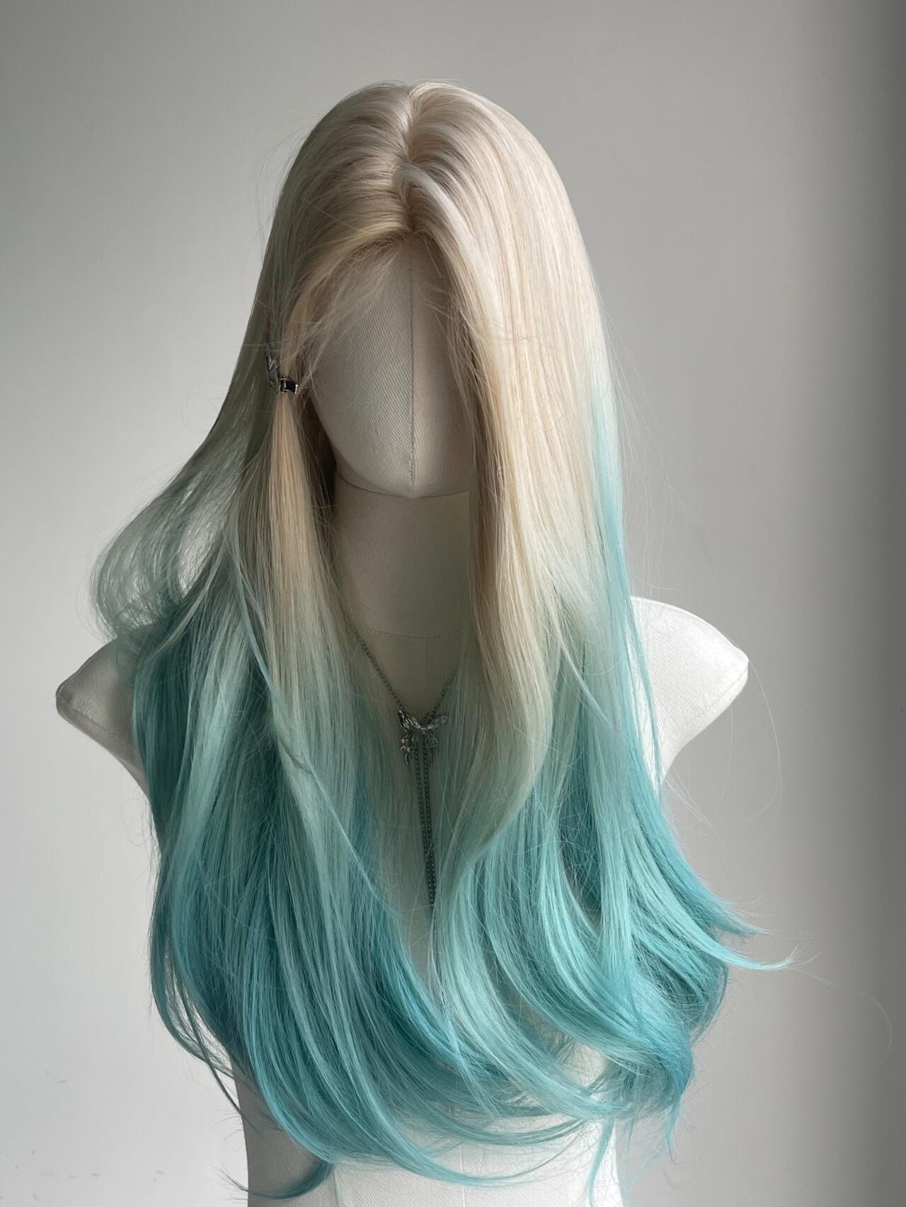 Sea Blue Lace Wig Women Wig Synthetic Fibers Party Wigs - Etsy