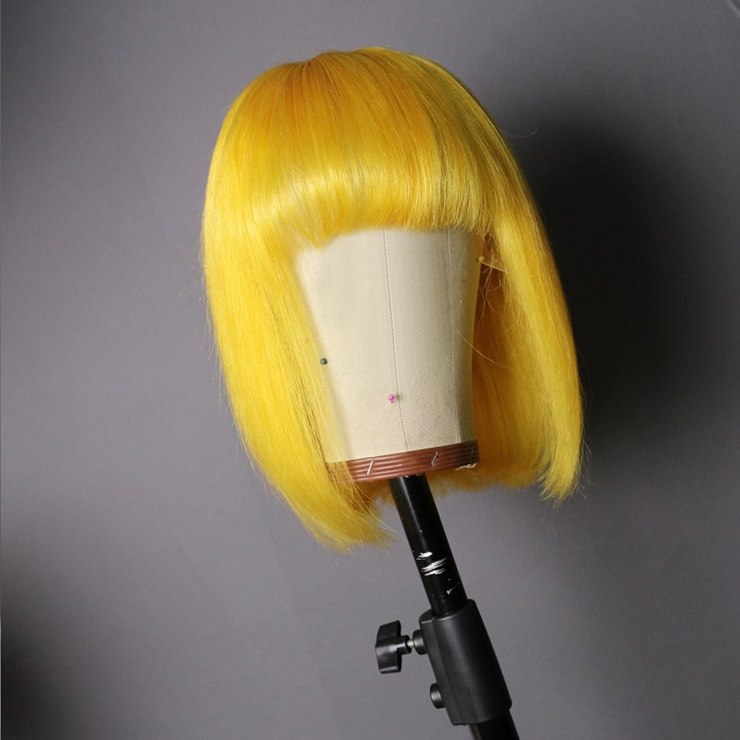Yellow Color Bob Lace Front Wig Human Hair - Etsy