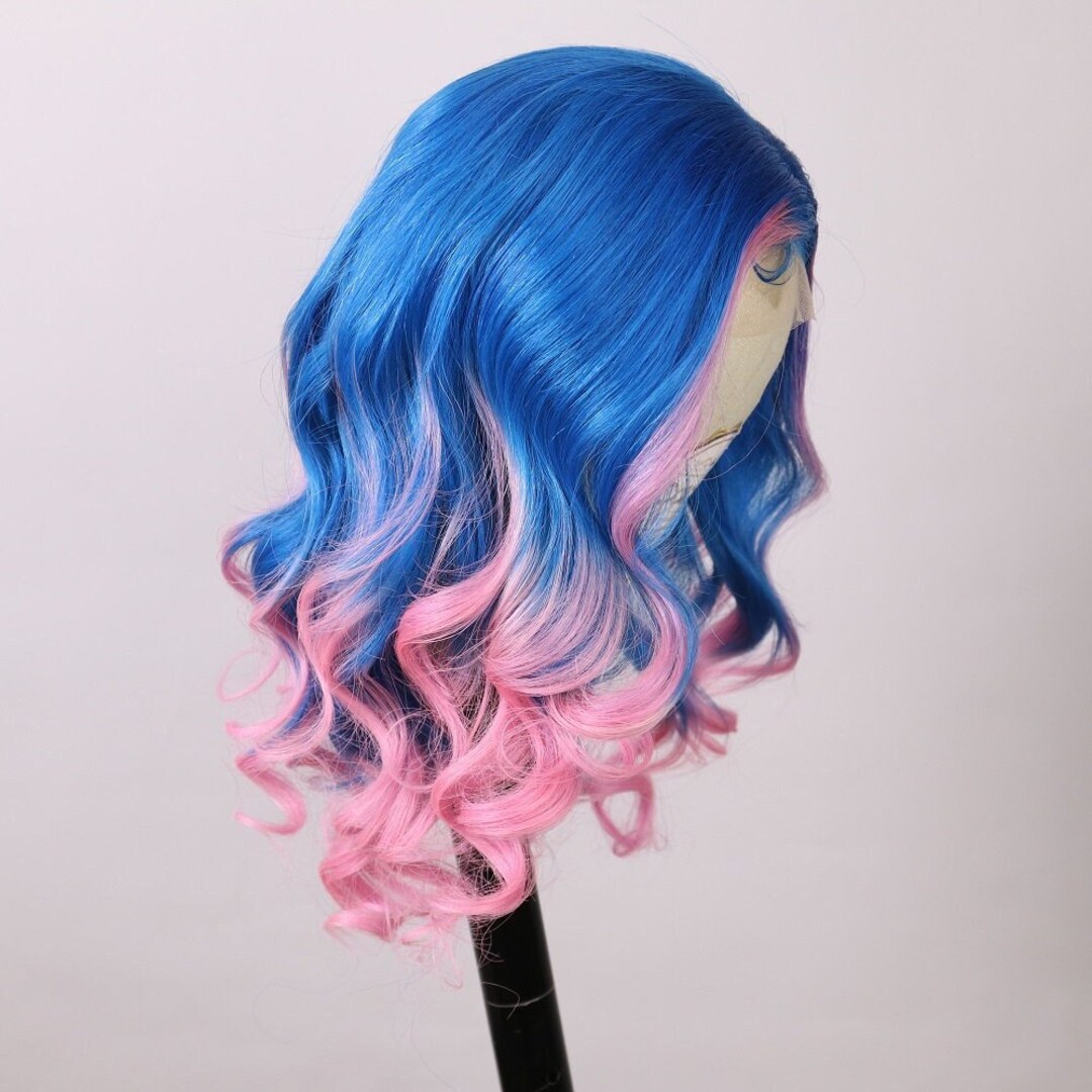 Custom Blue Pink Color Lace Front Wig Human Hair - Etsy