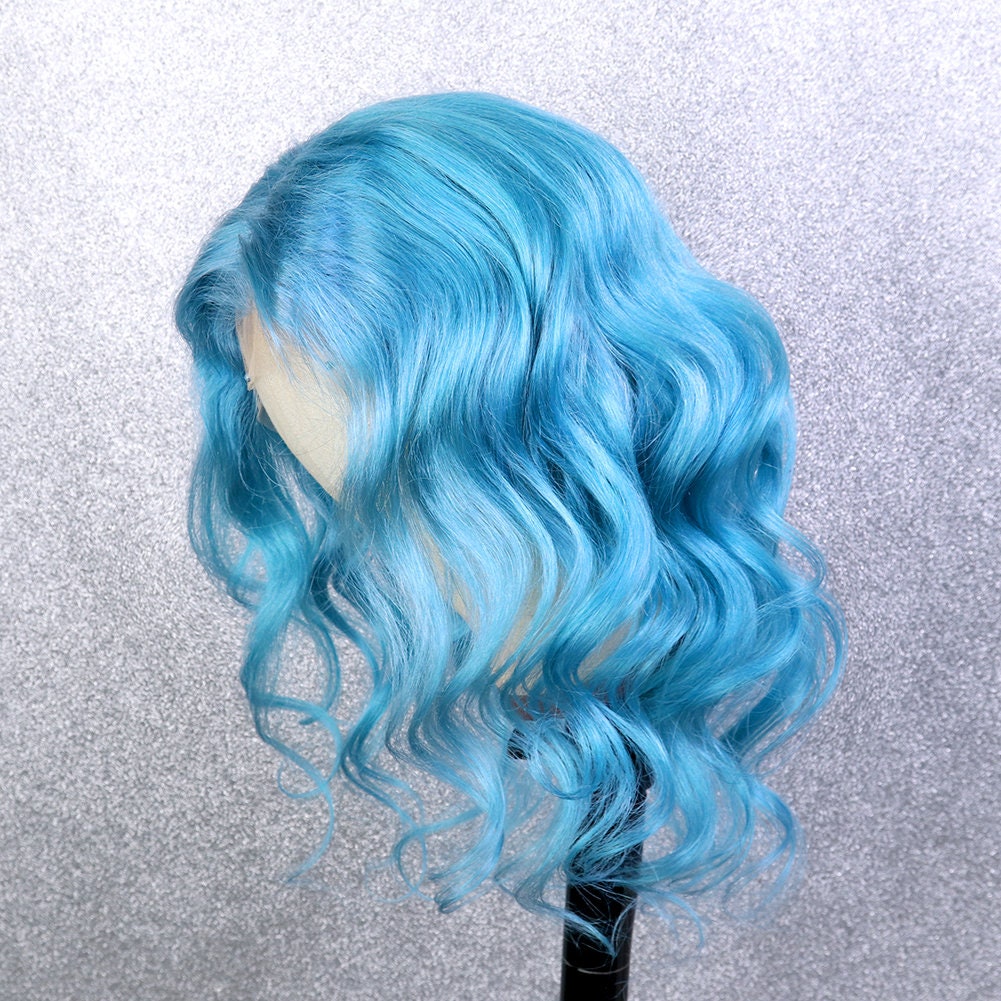 Custom Light Blue Color Lace Front Wig Human Hair - Etsy