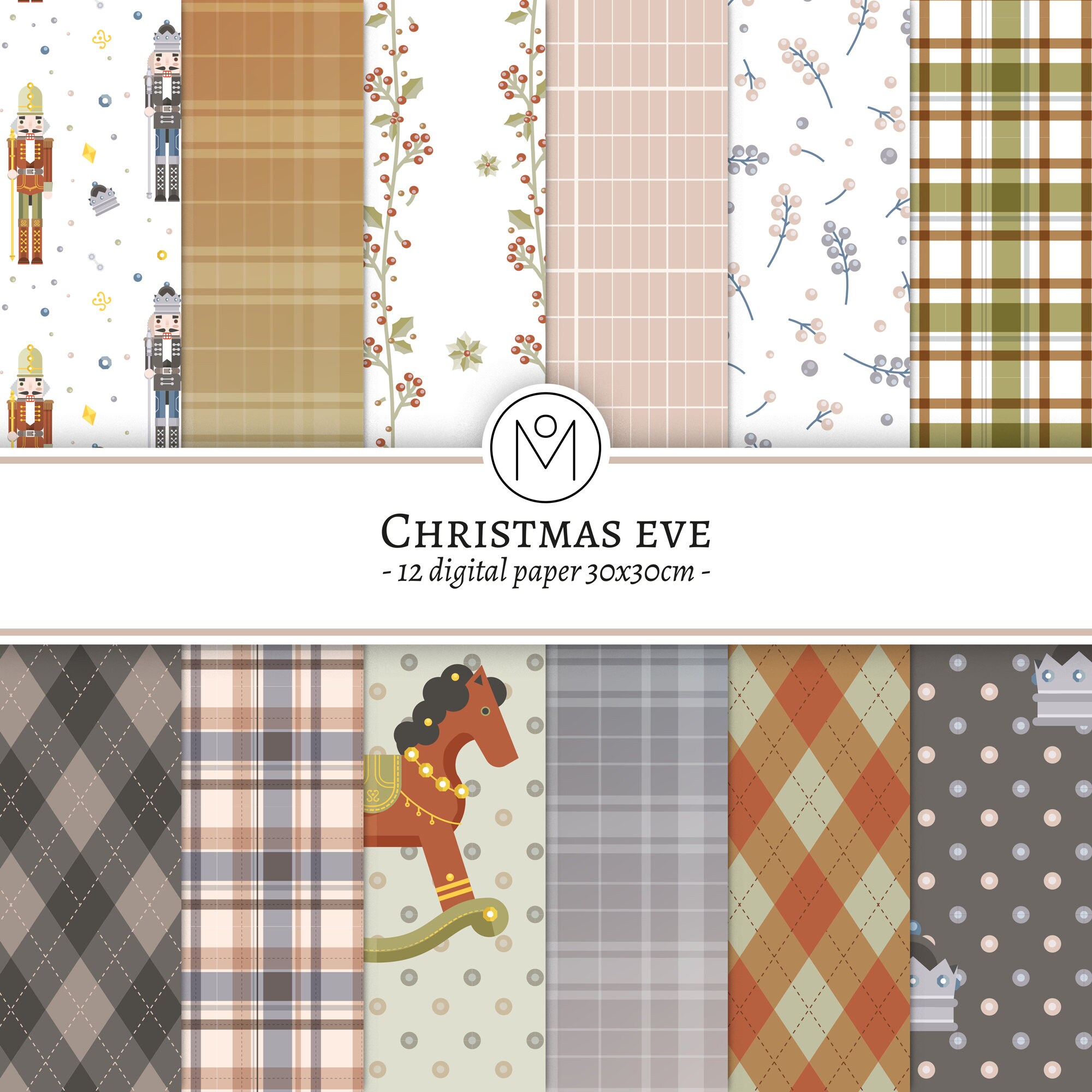 Christmas Digital Paper, Vector Wallpaper, Illustration - Etsy