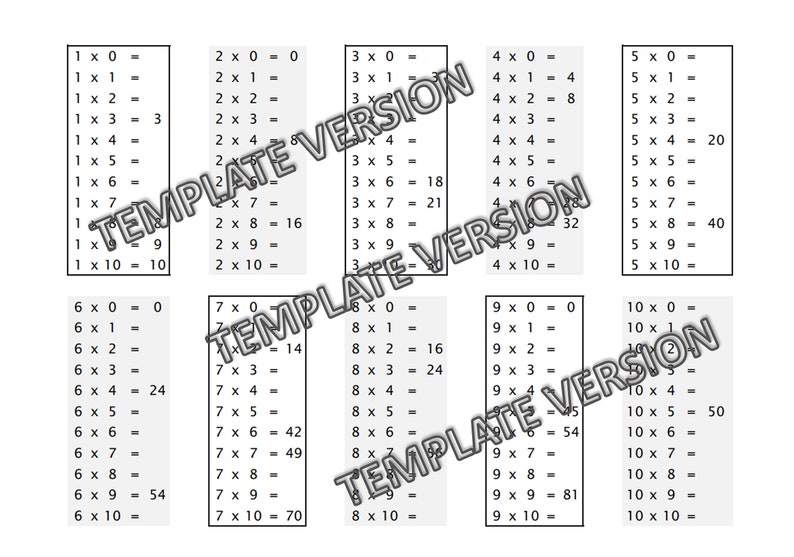 Multiplication Table - Times Table - 2025 Revised - 3 Pages - Completed ...