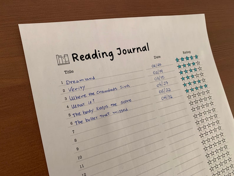 Printable Reading Journal, Book Review Tracker (3 Colors) (PDF) - Etsy