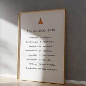 Noble Eight Fold Path With Pali Translation FRAMED or UNFRAMED Print Poster white Buddhist Wall ...