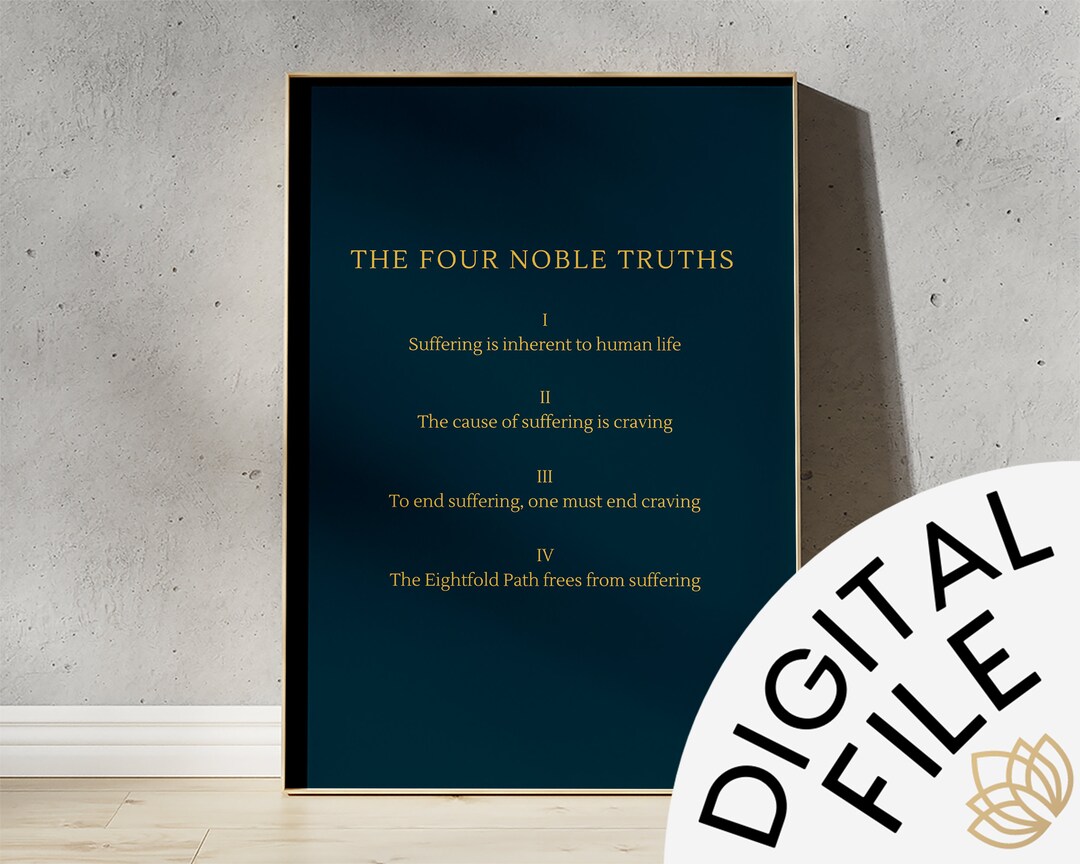 Four Noble Truths DIGITAL DOWNLOAD Print Poster teal Blue Buddhist Wall ...