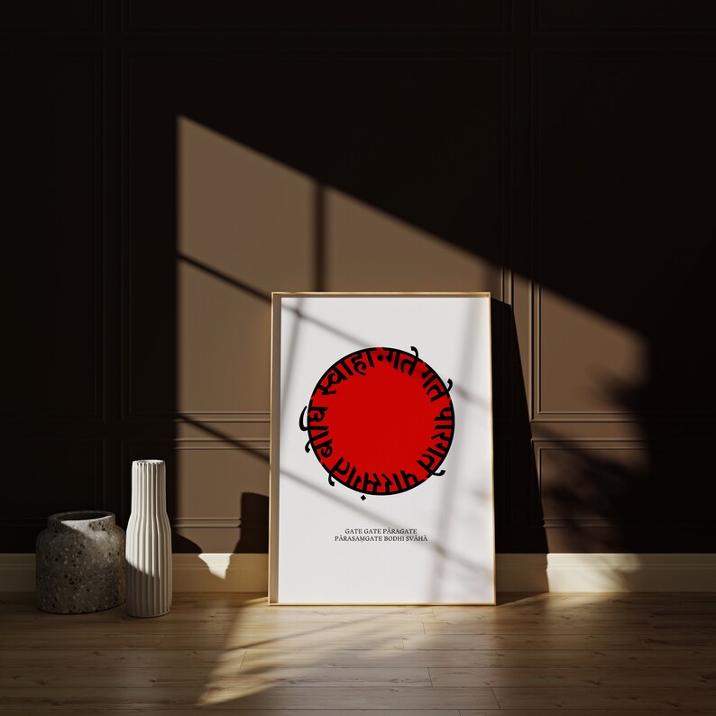 Buddhist Mantra Circle, Heart Sutra Mantra Print Poster, Gate Gate ...