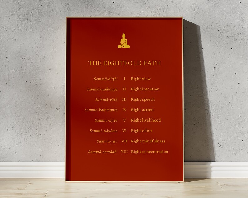 Noble Eight Fold Path With Pali Translation FRAMED or UNFRAMED Print ...
