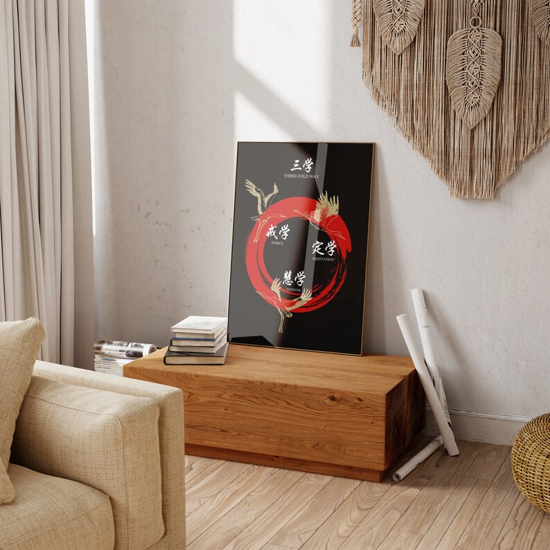 Three-fold Way DIGITAL DOWNLOAD Print Poster black Buddhist Wall Art - Etsy