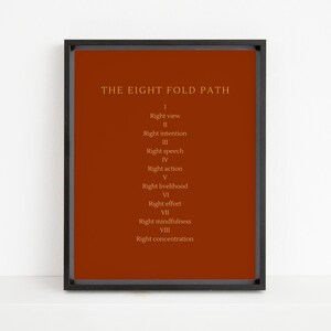 Noble Eight Fold Path DIGITAL DOWNLOAD Print Poster terracotta Red Printable Buddhist Wall Art ...