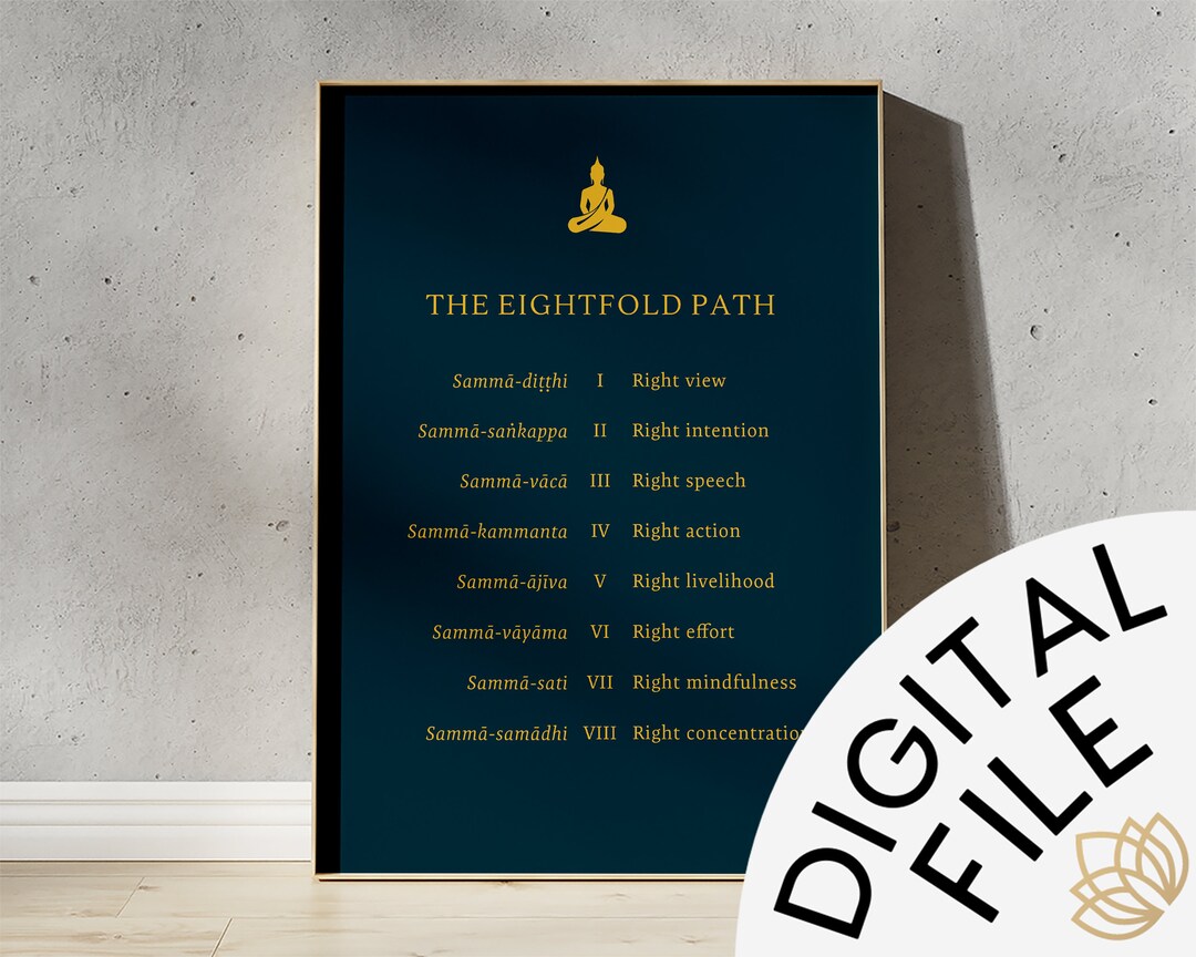 Noble Eight Fold Path With Pali Translation DIGITAL DOWNLOAD Print Poster teal Blue Buddhist ...