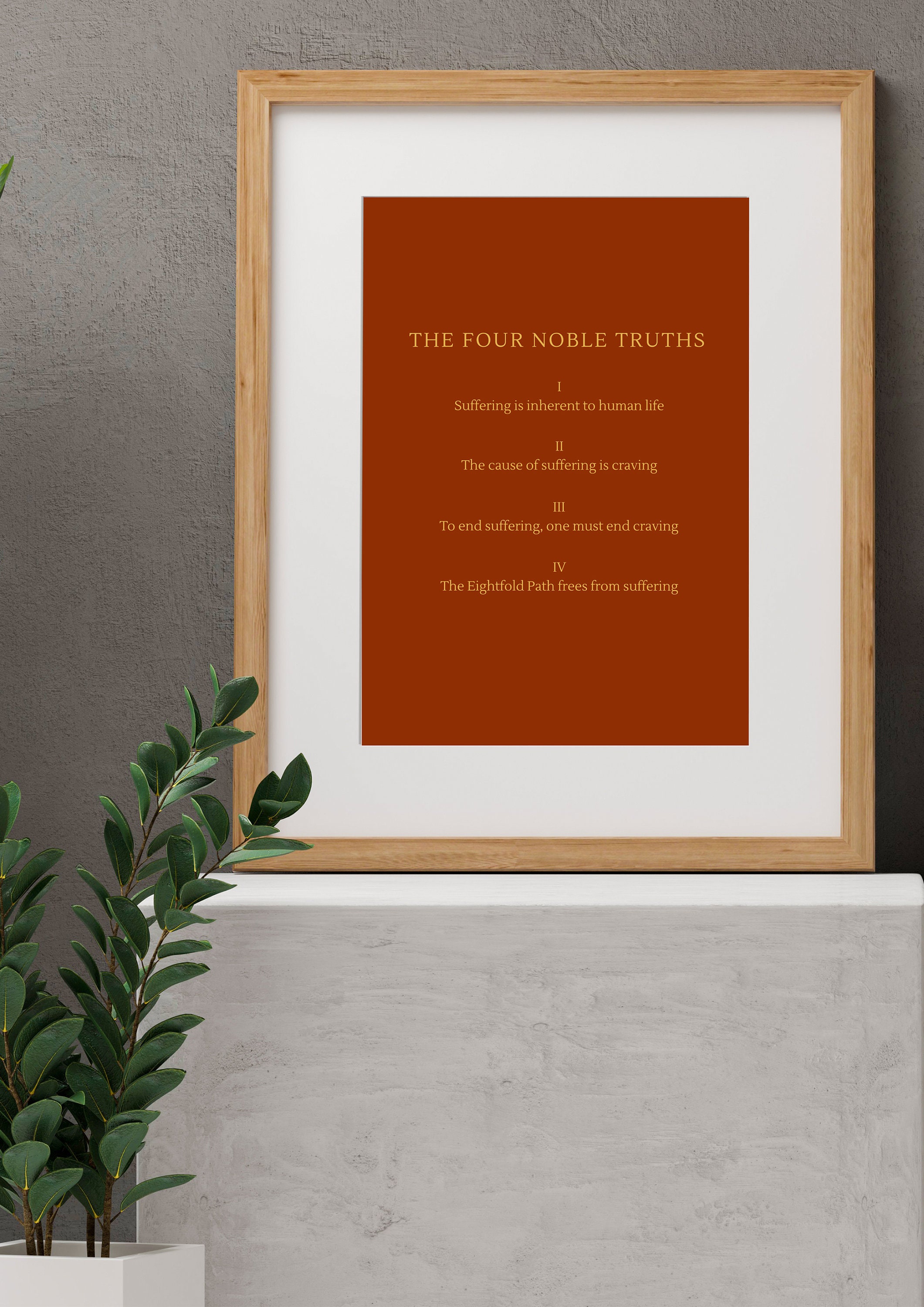 Four Noble Truths DIGITAL DOWNLOAD Print Poster red Buddhist Wall Art ...