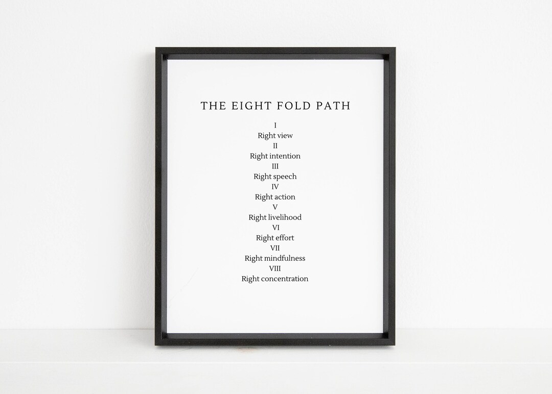 Noble Eight Fold FRAMED or UNFRAMED Path Print Poster white Buddhist ...
