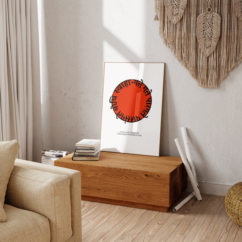 Buddhist Mantra Circle, Heart Sutra Mantra Print Poster, Gate Gate ...