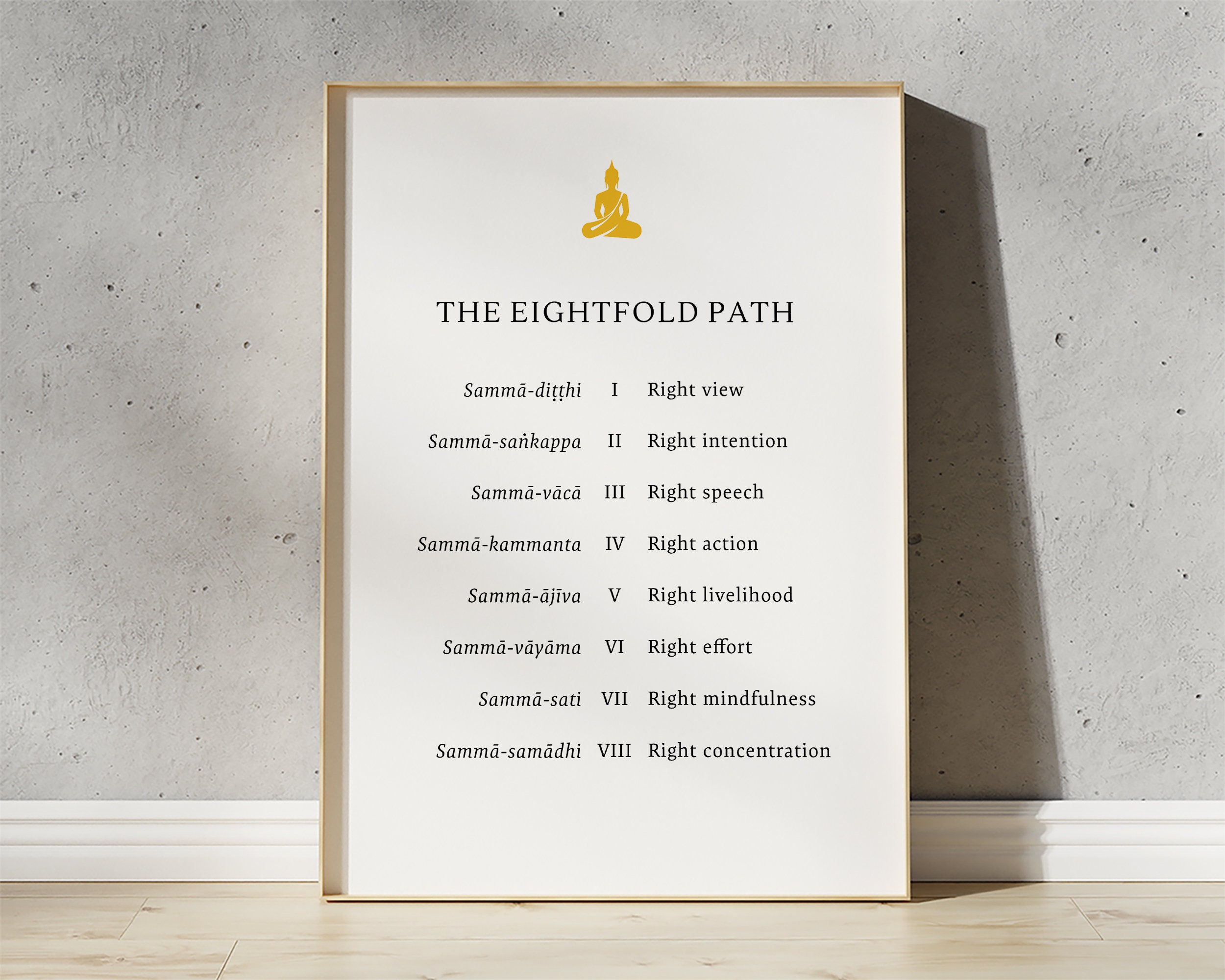 Noble Eight Fold Path With Pali Translation FRAMED or UNFRAMED Print ...