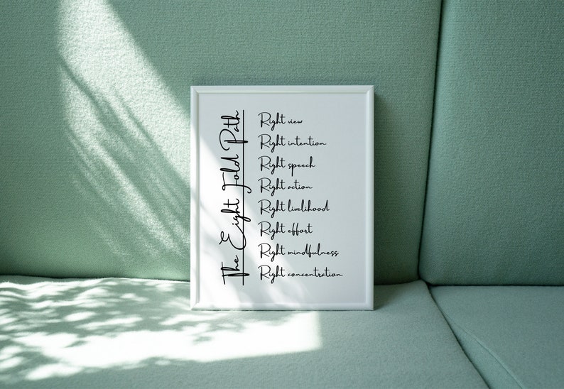 Eight Fold Path DIGITAL DOWNLOAD Print Poster white Buddhist Wall Art ...