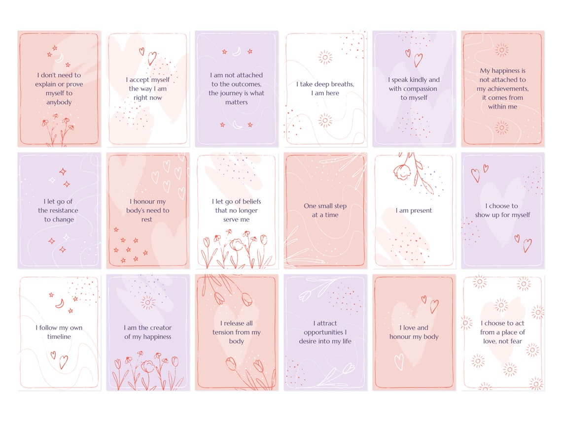 36 Printable Feel-good Affirmation Cards, Digital Download, Editable in ...