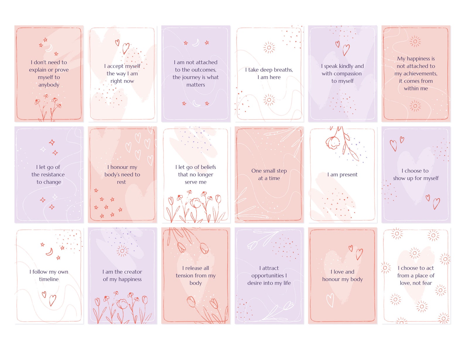 36 Printable Feel-good Affirmation Cards, Digital Download, Editable in ...