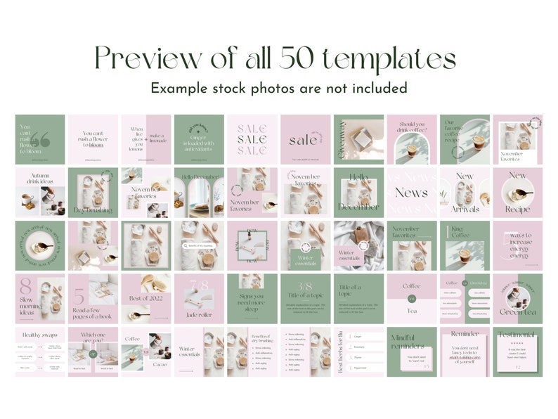 50 Minimalist Instagram Post Templates: Wellness & Beauty (canva ...