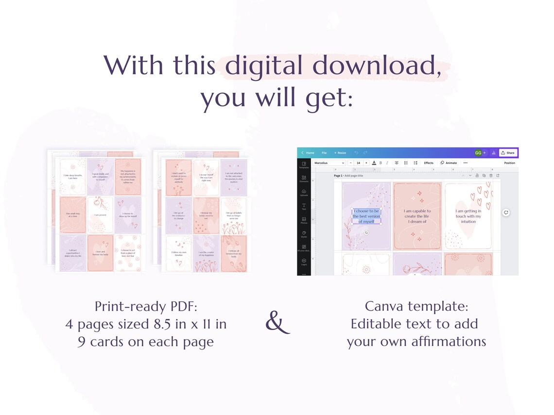 36 Printable Feel-good Affirmation Cards, Digital Download, Editable in ...