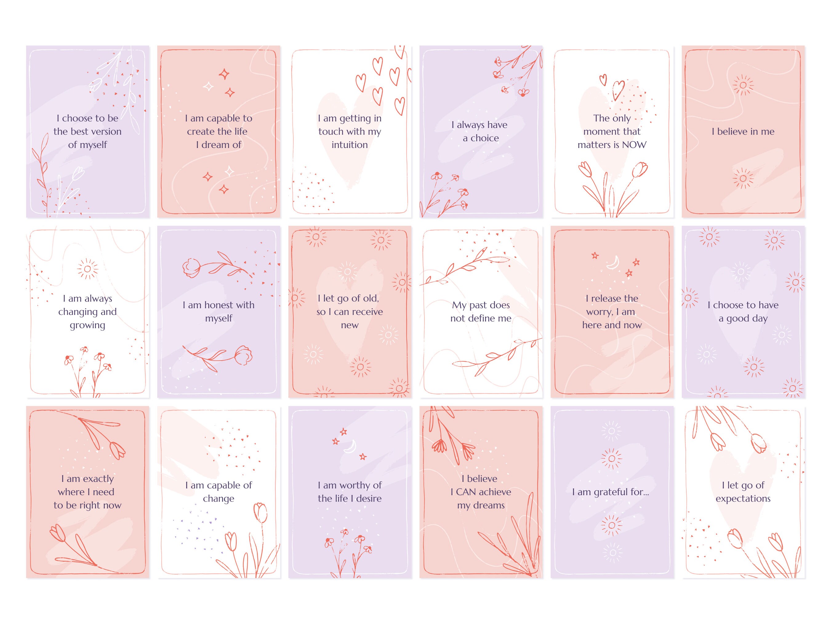36 Printable Feel-good Affirmation Cards, Digital Download, Editable in ...