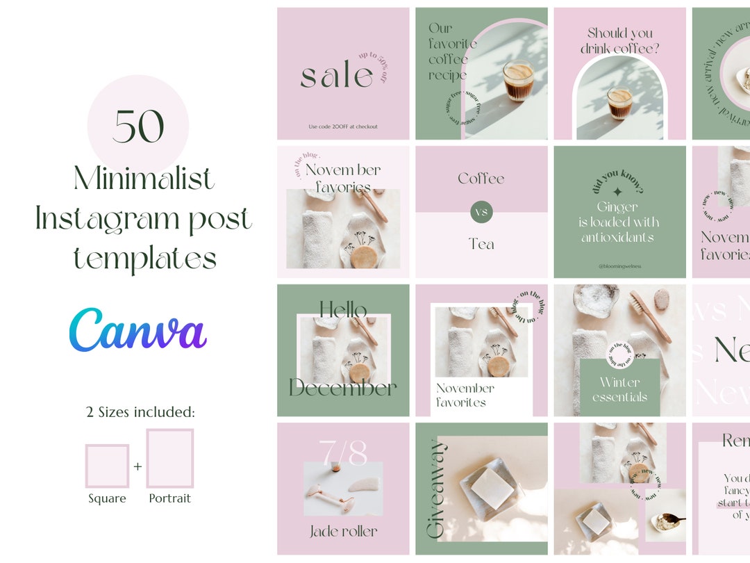 50 Minimalist Instagram Post Templates | Editable Canva Templates ...