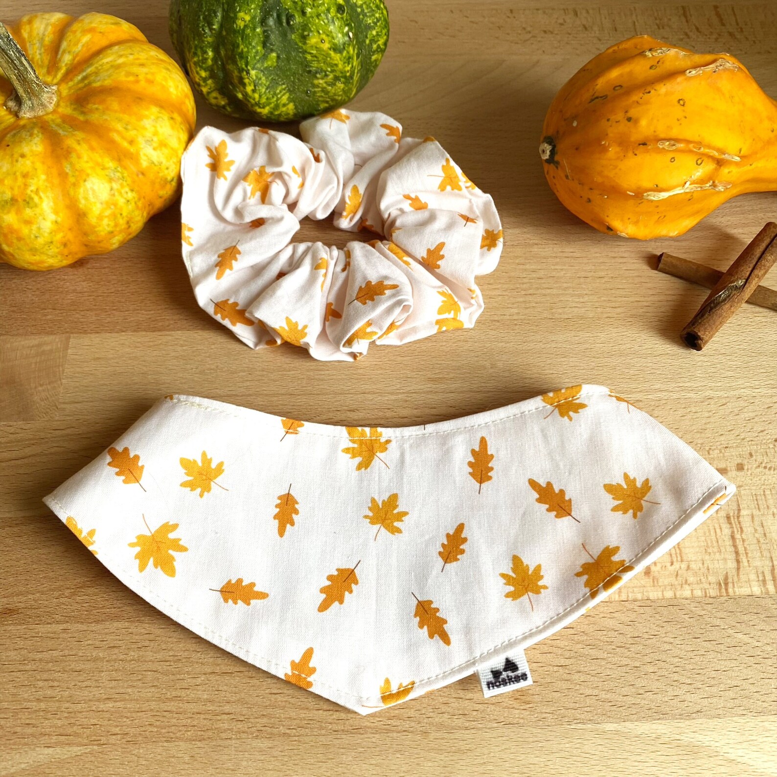 Autumn Leaves Tie on Cat Bandana Matching Owner Scrunchie - Etsy