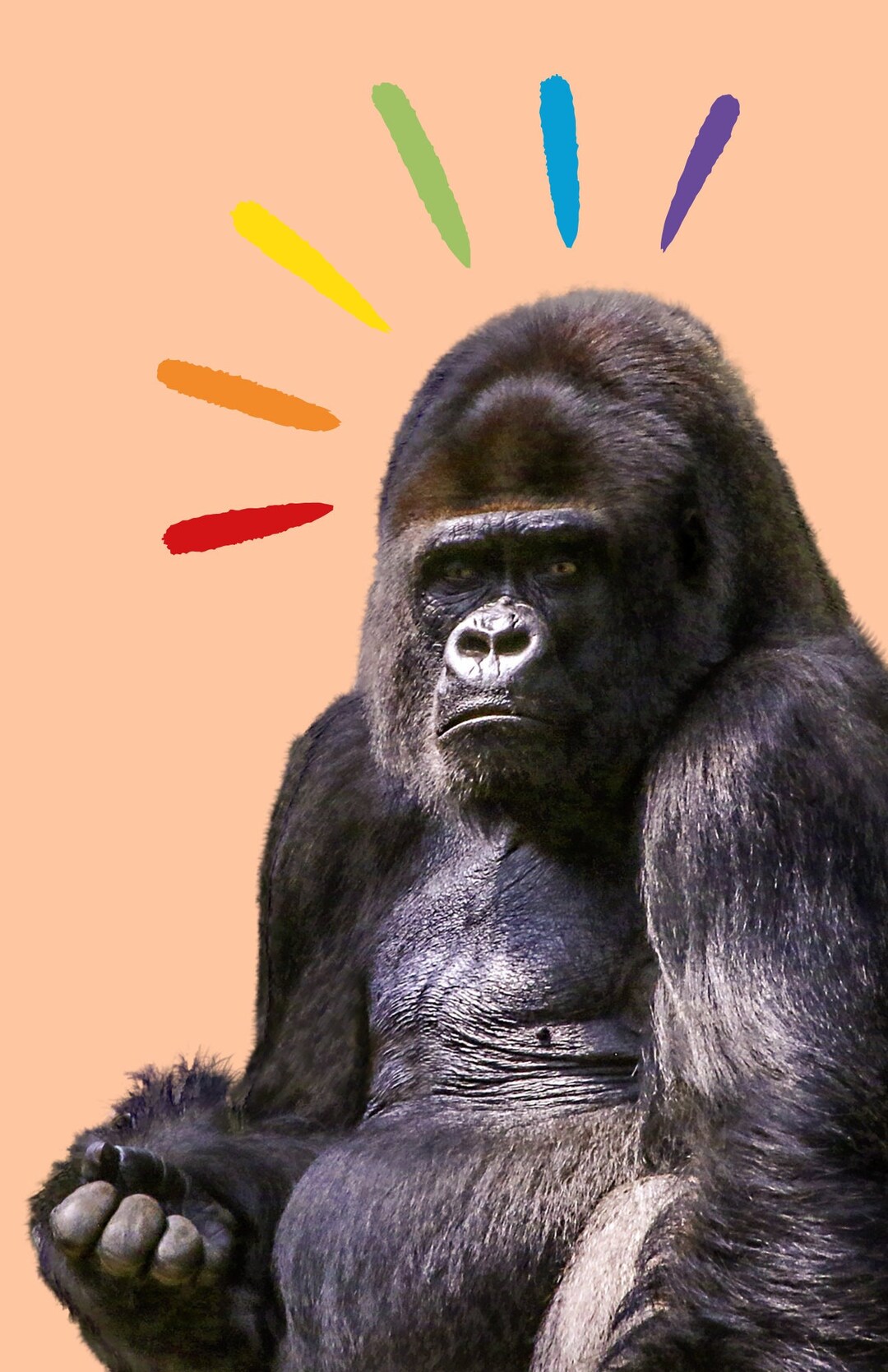 Rainbow Safari gorilla Poster - Etsy