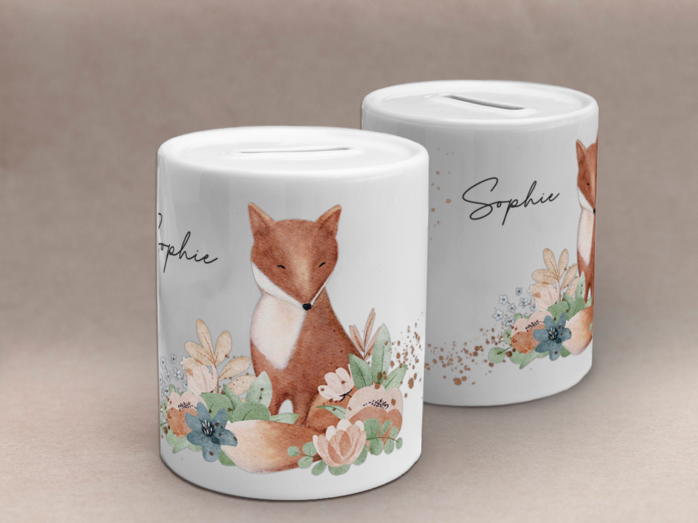 Fox Money Box With Name Money Box Personalized Money Box - Etsy
